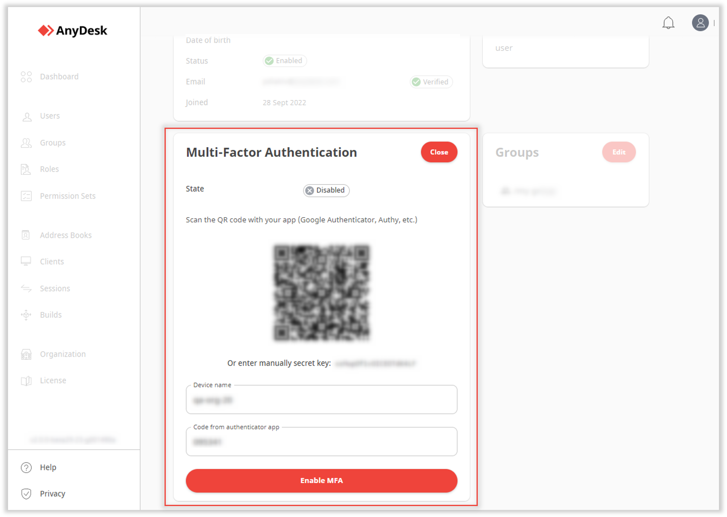 Enable multifactor authentication (MFA) for your account